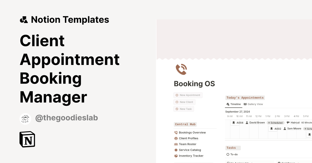 Client Appointment Booking Manager Template by The Goodies Lab | Notion ...