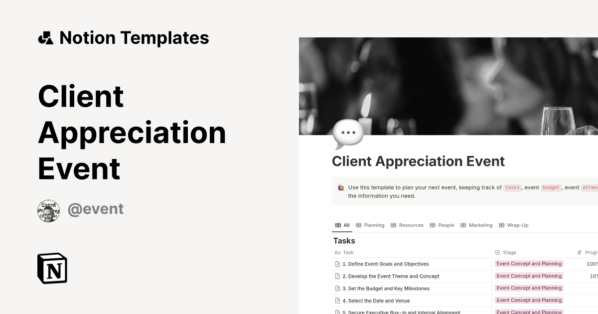 Client Appreciation Event Template | Notion Marketplace