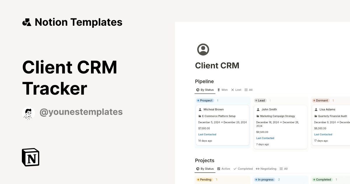 Client CRM Tracker Template by Younes | Notion Marketplace