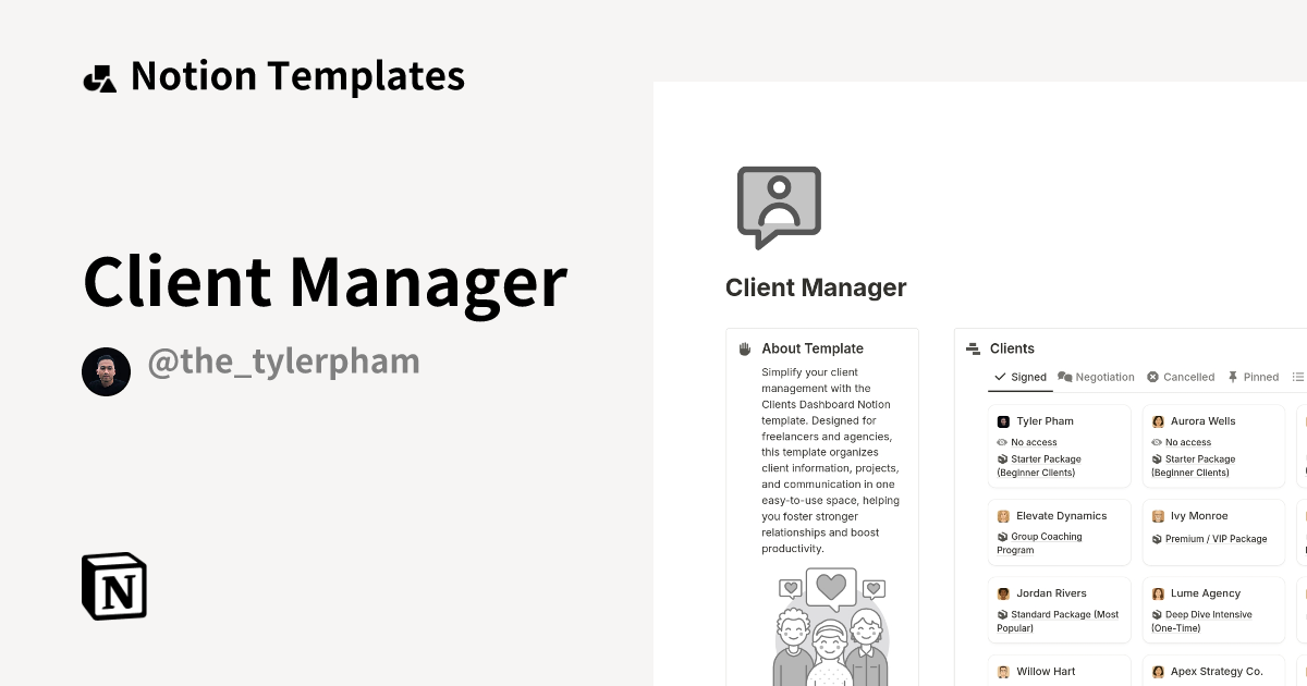 Client Manager Template by Tyler Pham | Notion Marketplace