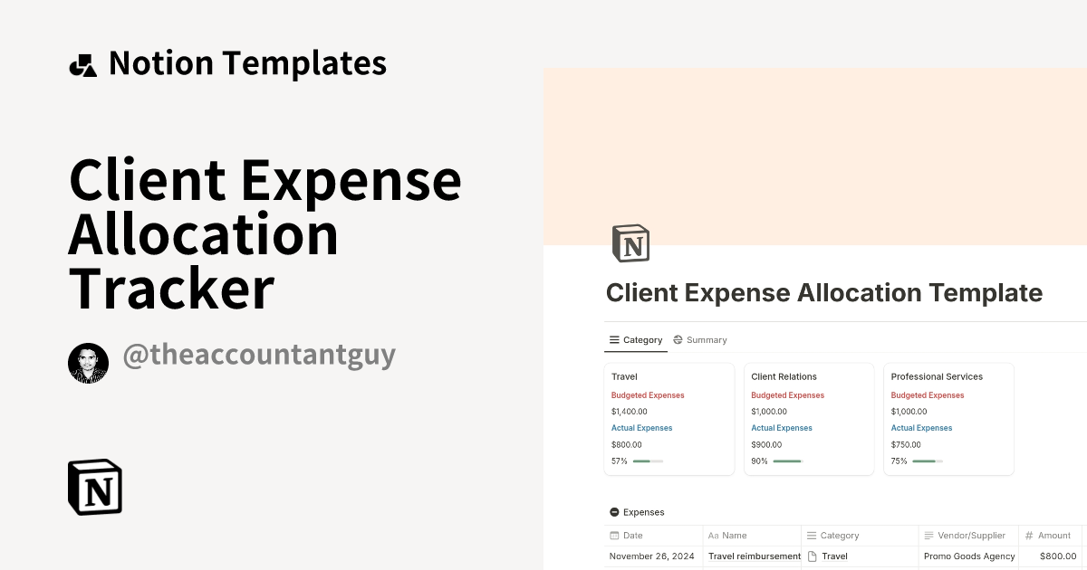 Client Expense Allocation Tracker Template | Notion Marketplace