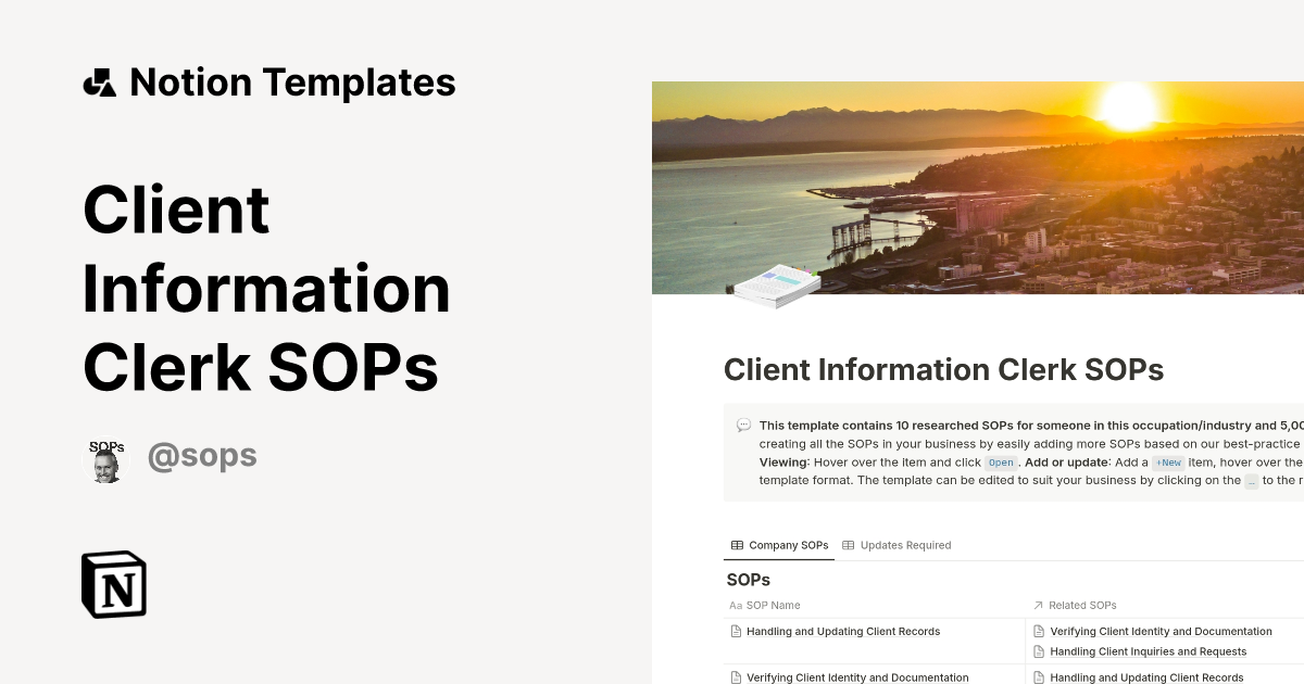 Client Information Clerk SOPs Template | Notion Marketplace
