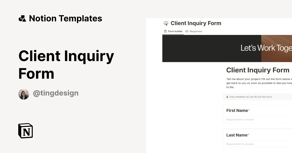 Client Inquiry Form Template | Notion Marketplace