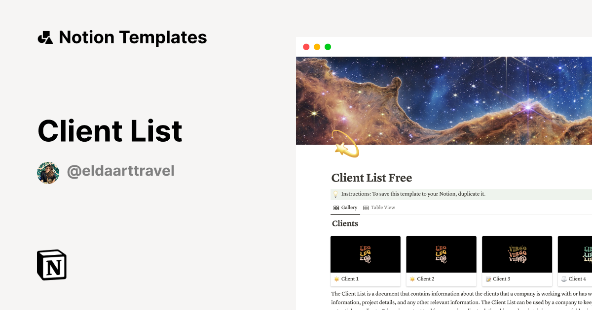 Client List Template | Notion Marketplace