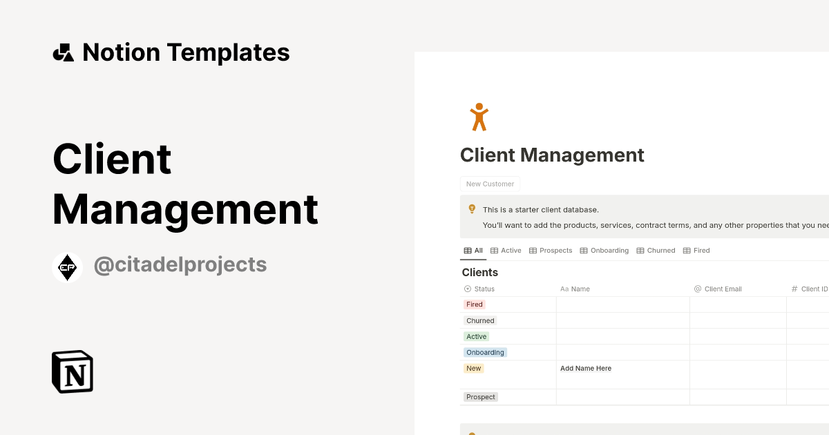 Client Management Template by Citadel Projects | Notion Marketplace