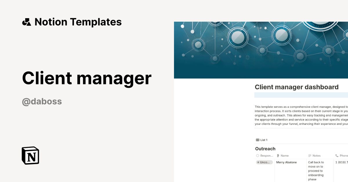 Client manager Template | Notion Marketplace