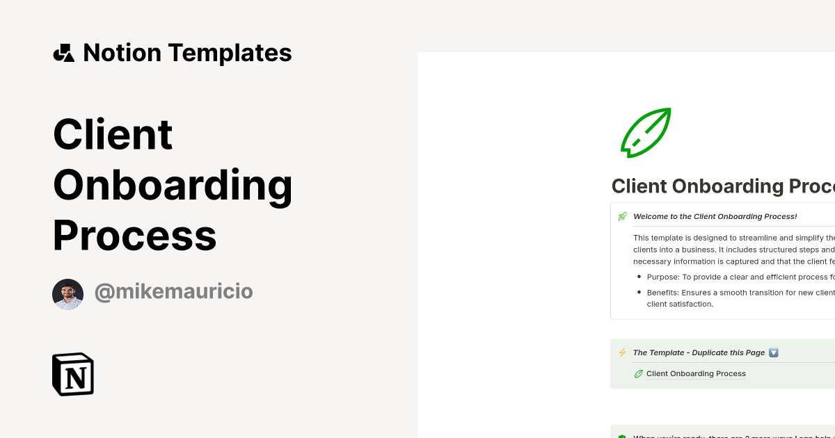 Client Onboarding Process Template by Mike Mauricio | Notion Marketplace