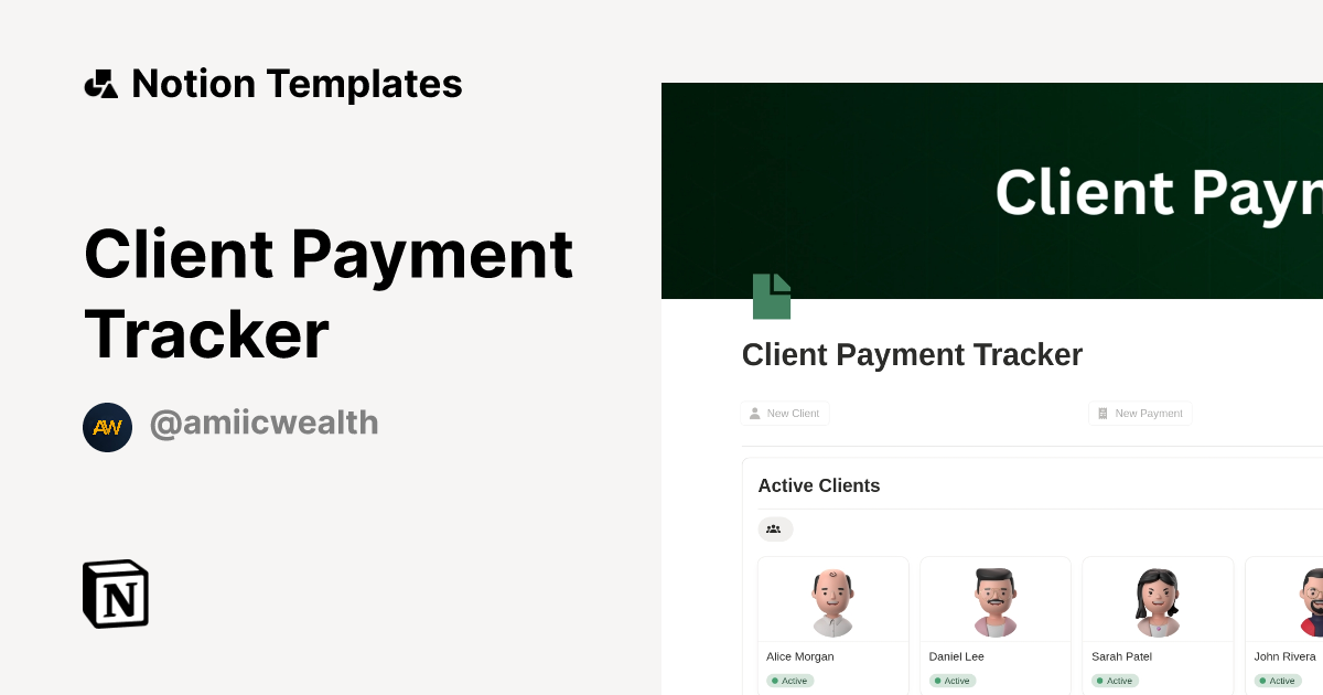 Client Payment Tracker Template by AMIIC Wealth | Notion Marketplace