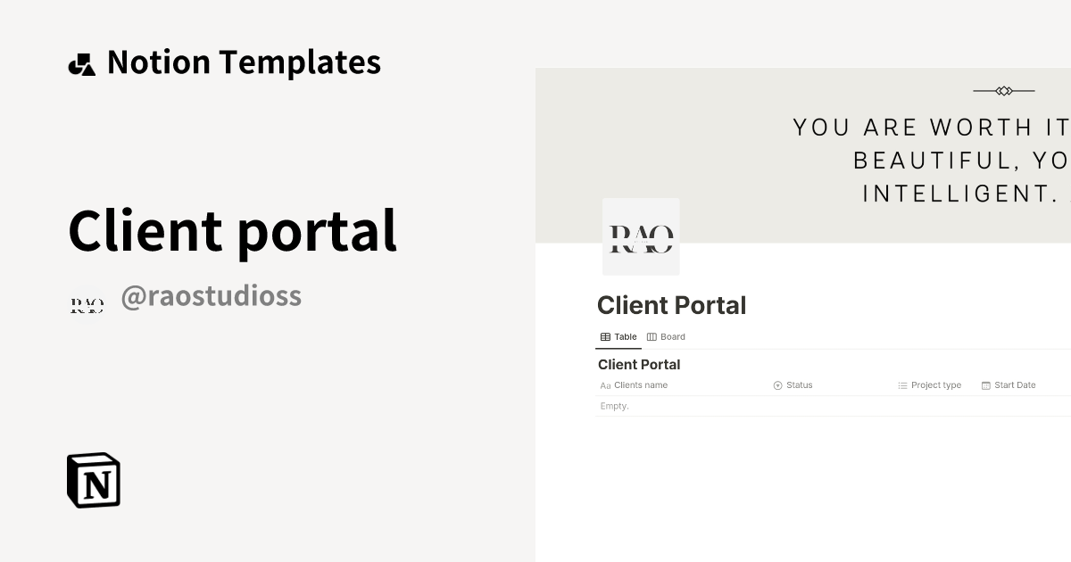 Client portal Template | Notion Marketplace