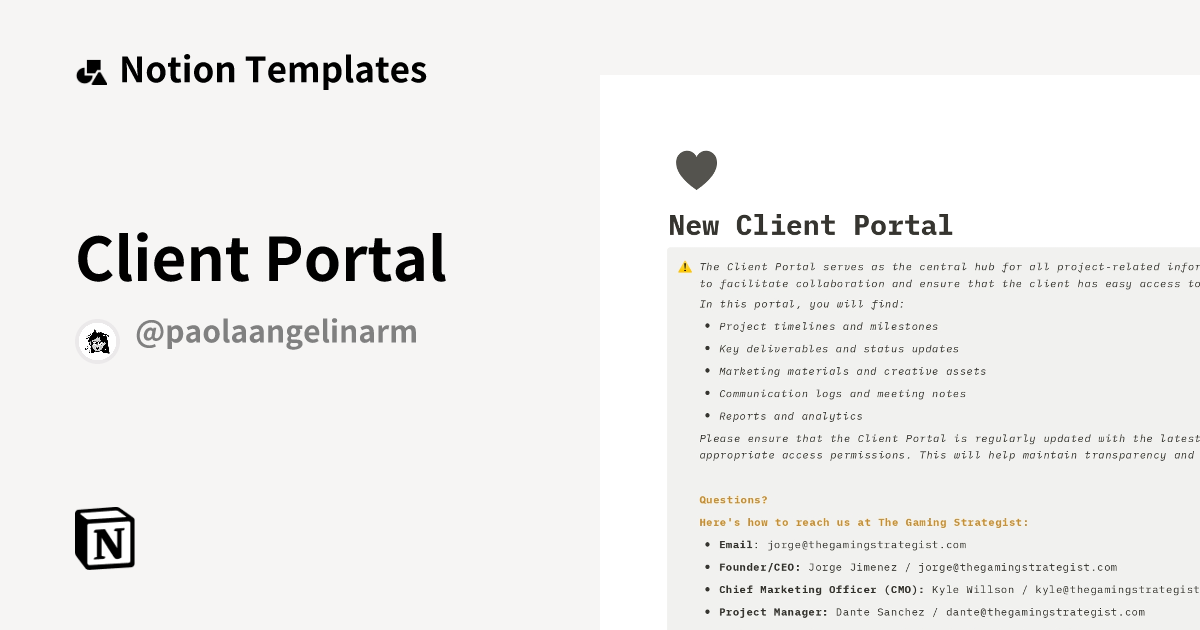 Client Portal Template | Notion Marketplace