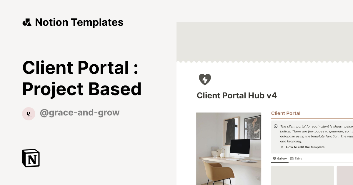 Client Portal : Project Based Template by Grace and Grow | Notion Marketplace