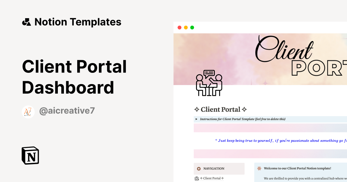 Client Portal Dashboard Template | Notion Marketplace