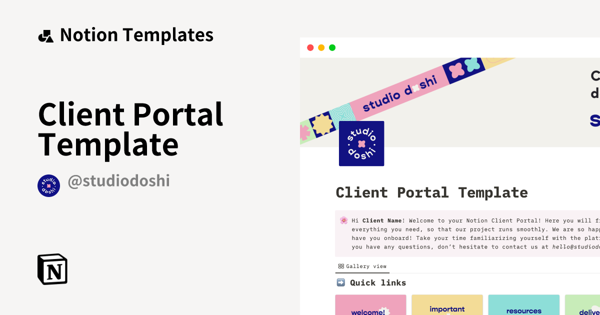 Client Portal Template Template by Studio Doshi | Notion Marketplace