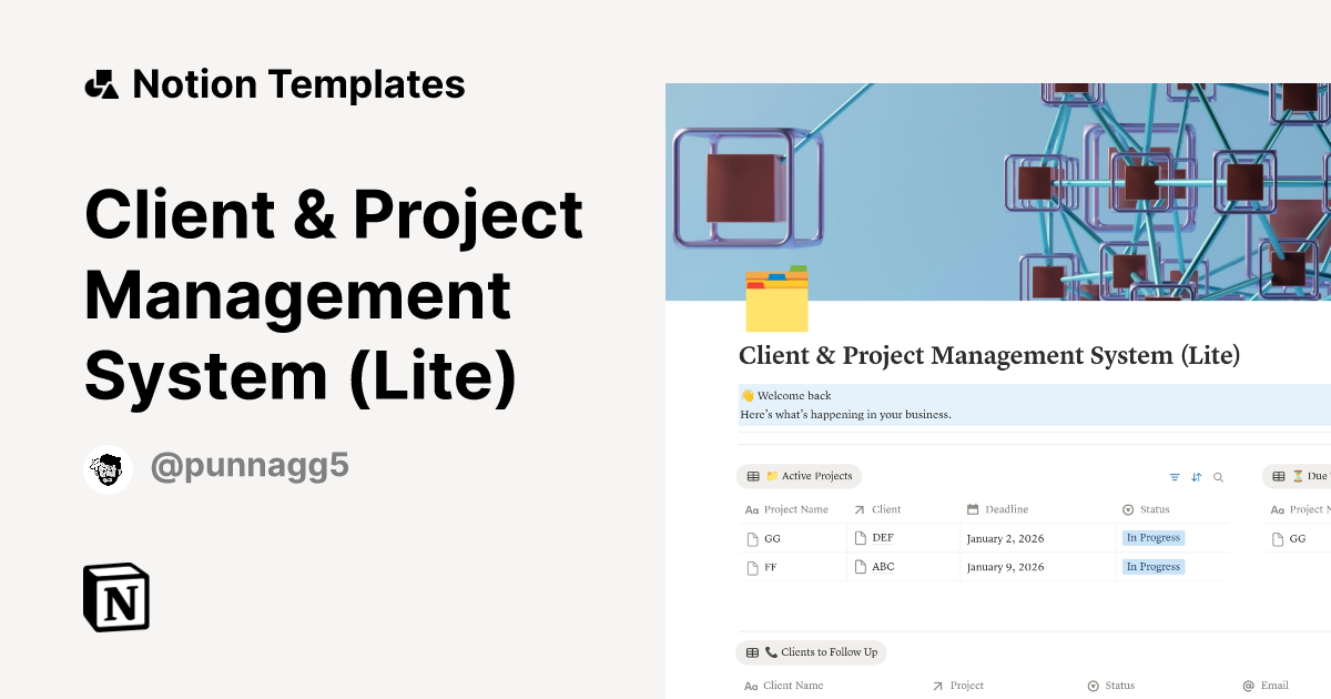 Client & Project Management System (Lite) Template by Punnag Ghaisas ...