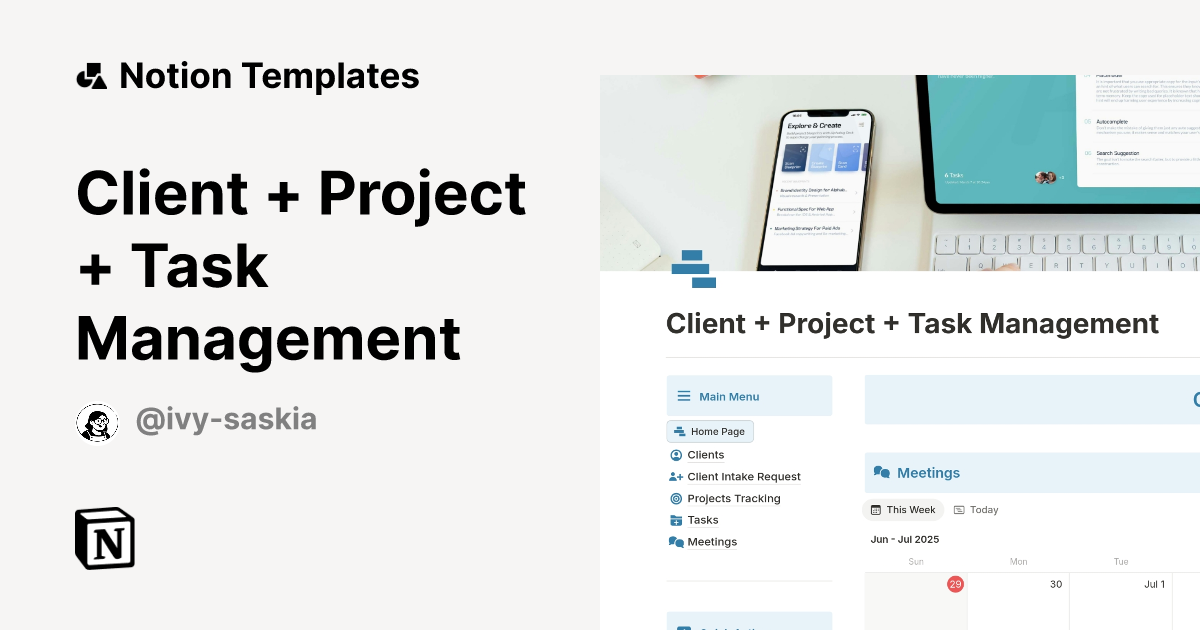 Client + Project + Task Management Template | Notion Marketplace
