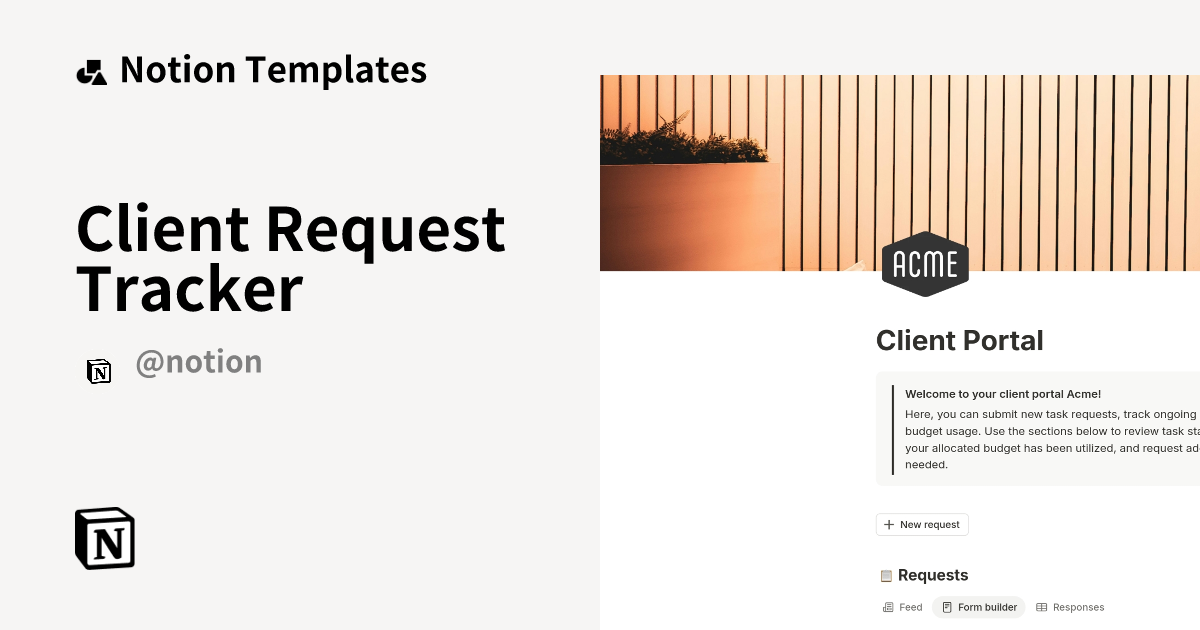 Client Request Tracker Template by Notion | Notion Marketplace