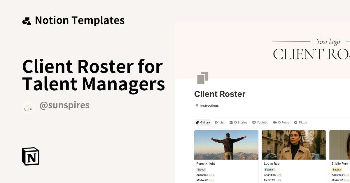 Client Roster for Talent Managers Template | Notion Marketplace