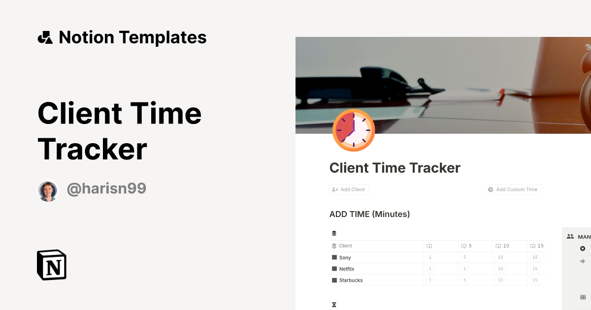 Client Time Tracker Template by Harrison | Notion Marketplace