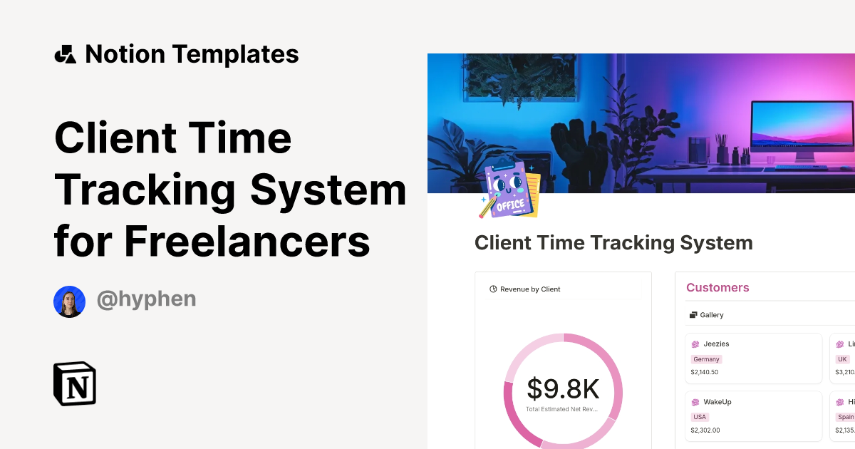 Client Time Tracking System for Freelancers Template by Hyphen | Notion ...