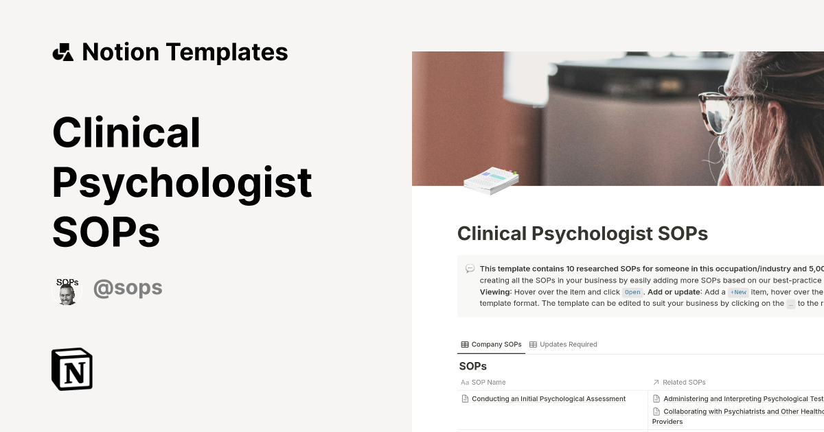 Clinical Psychologist SOPs Template | Notion Marketplace