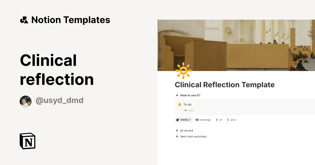 Clinical reflection Template | Notion Marketplace