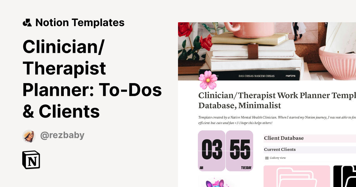 Clinician/Therapist Planner: To-Dos & Clients Template | Notion Marketplace