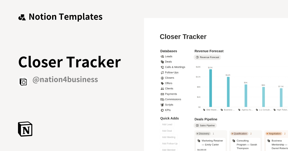 Closer Tracker Template | Notion Marketplace