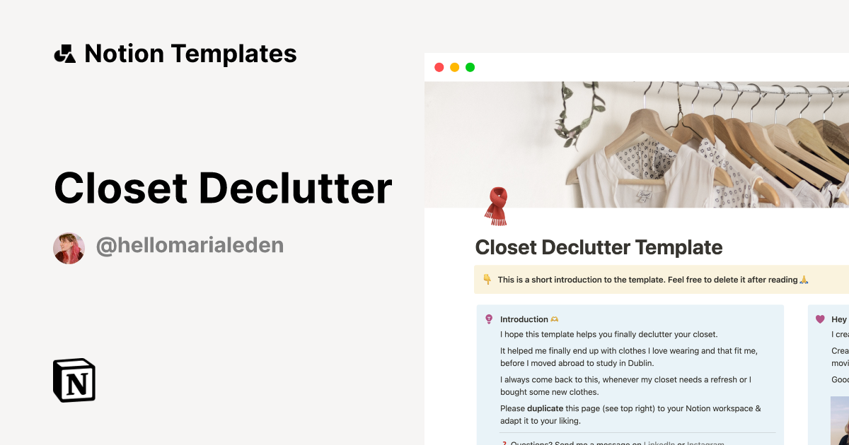 Closet Declutter Template | Notion Marketplace