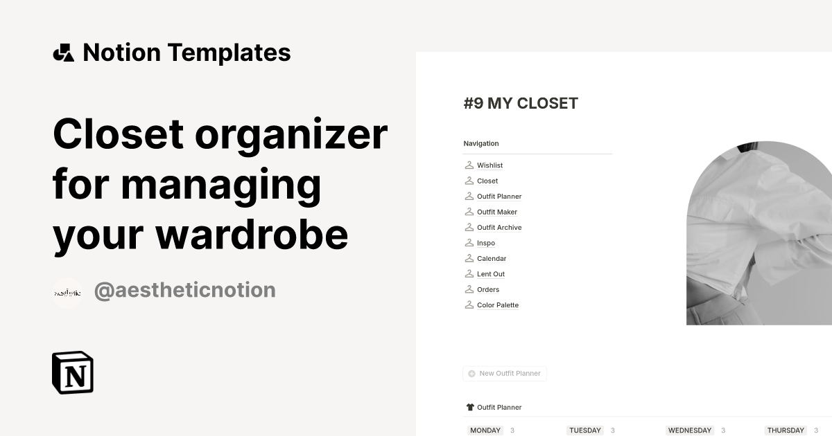 Closet organizer for managing your wardrobe Template | Notion Marketplace