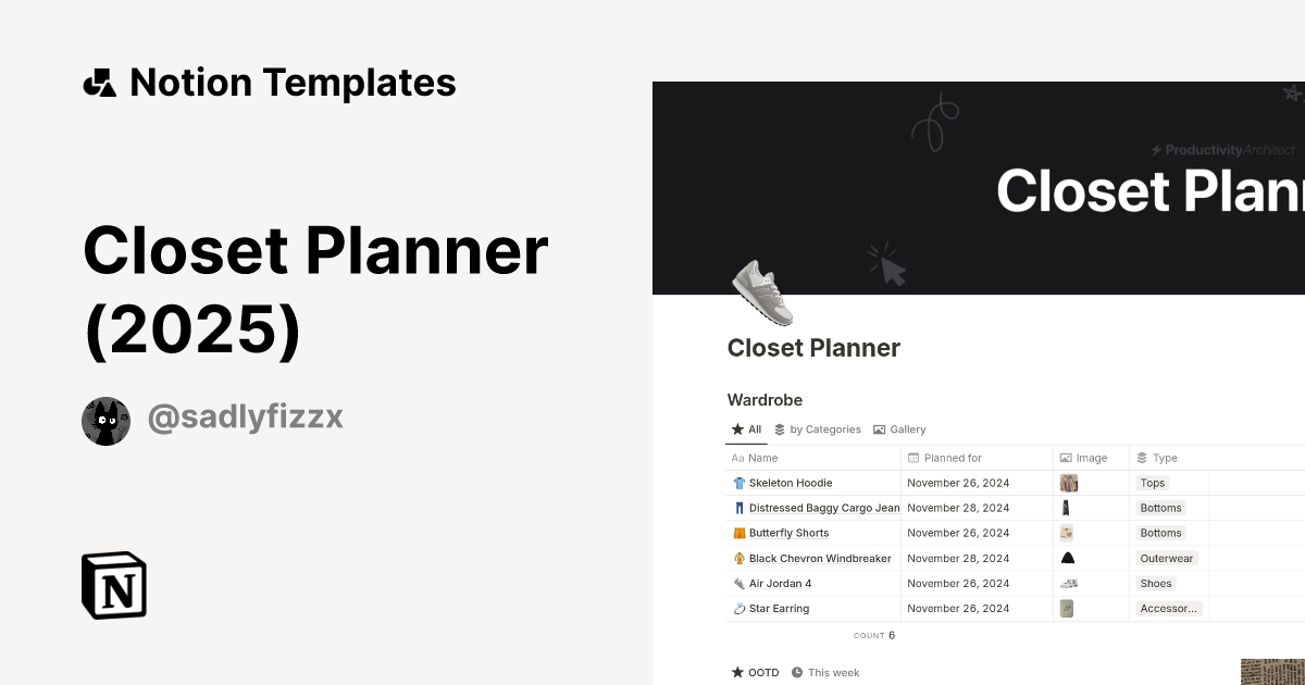Closet Planner (2025) Template | Notion Marketplace