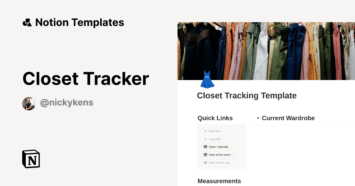 Closet Tracker Template by nickykens | Notion Marketplace