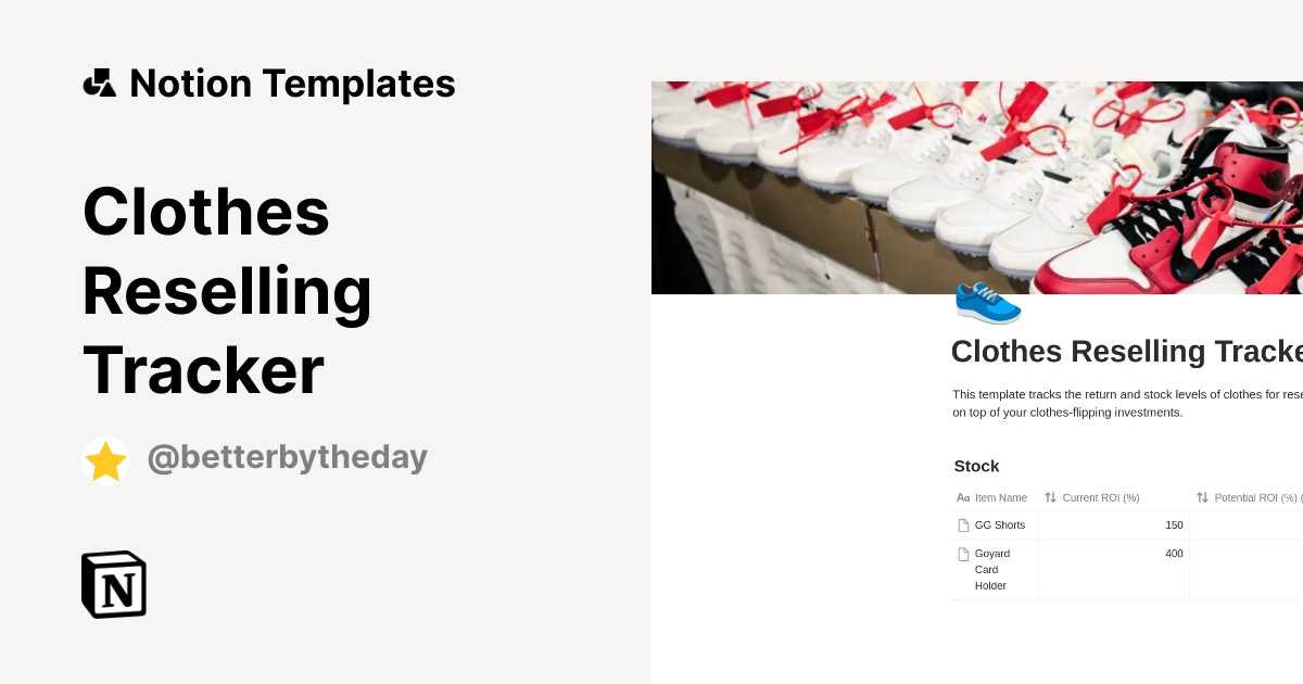 Clothes Reselling Tracker Template by Better By The Day | Notion ...