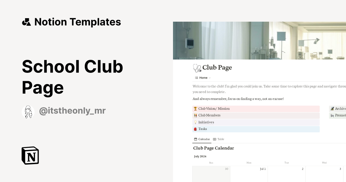 School Club Page Template | Notion Marketplace