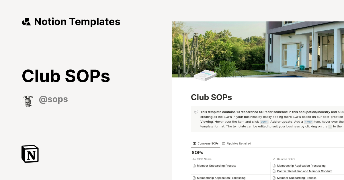 Club SOPs Template | Notion Marketplace