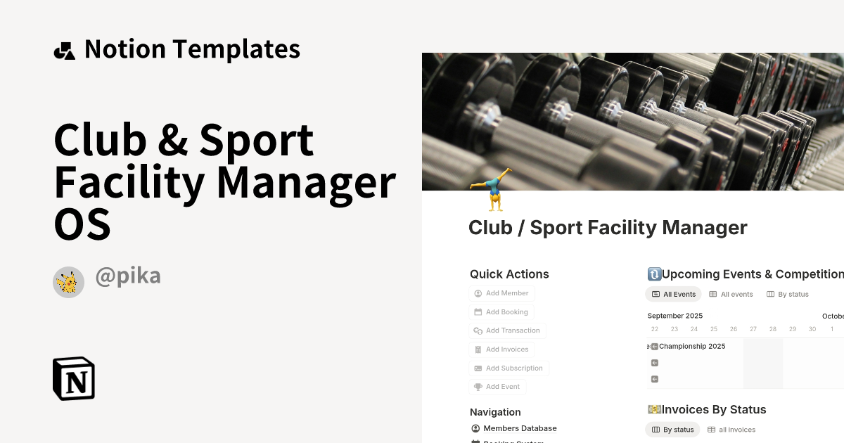 Club & Sport Facility Manager OS Template | Notion Marketplace