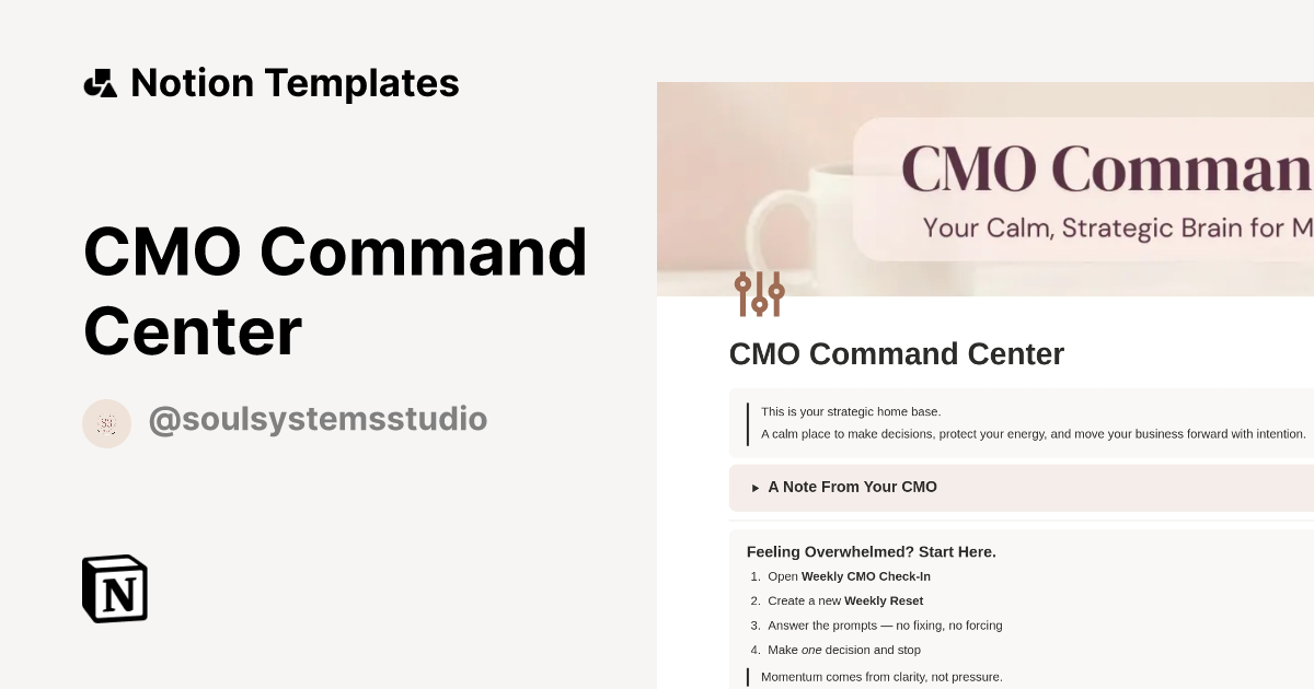 CMO Command Center Template by Soul Systems Studio | Notion Marketplace