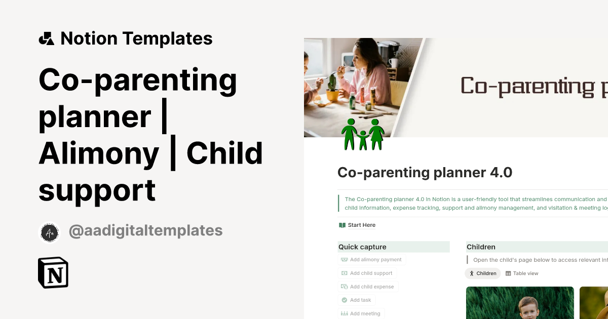 Co-parenting planner | Alimony | Child support Template | Notion ...