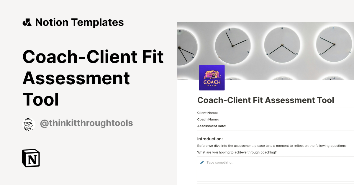 Coach-Client Fit Assessment Tool Template by Think It Through Tools ...