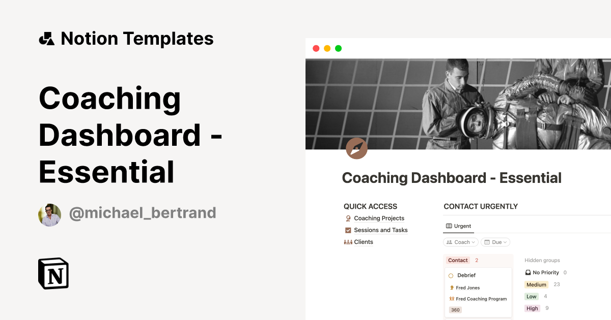 Coaching Dashboard - Essential Template by Michael Bertrand | Notion Marketplace