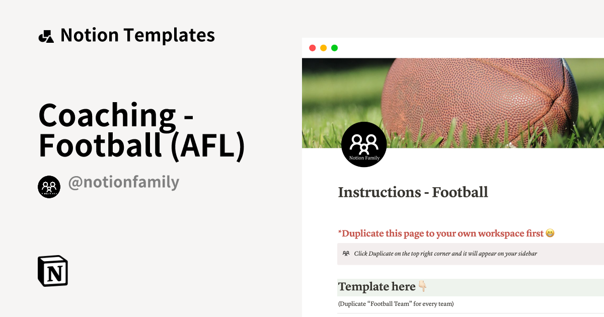Coaching - Football (AFL) Template | Notion Marketplace