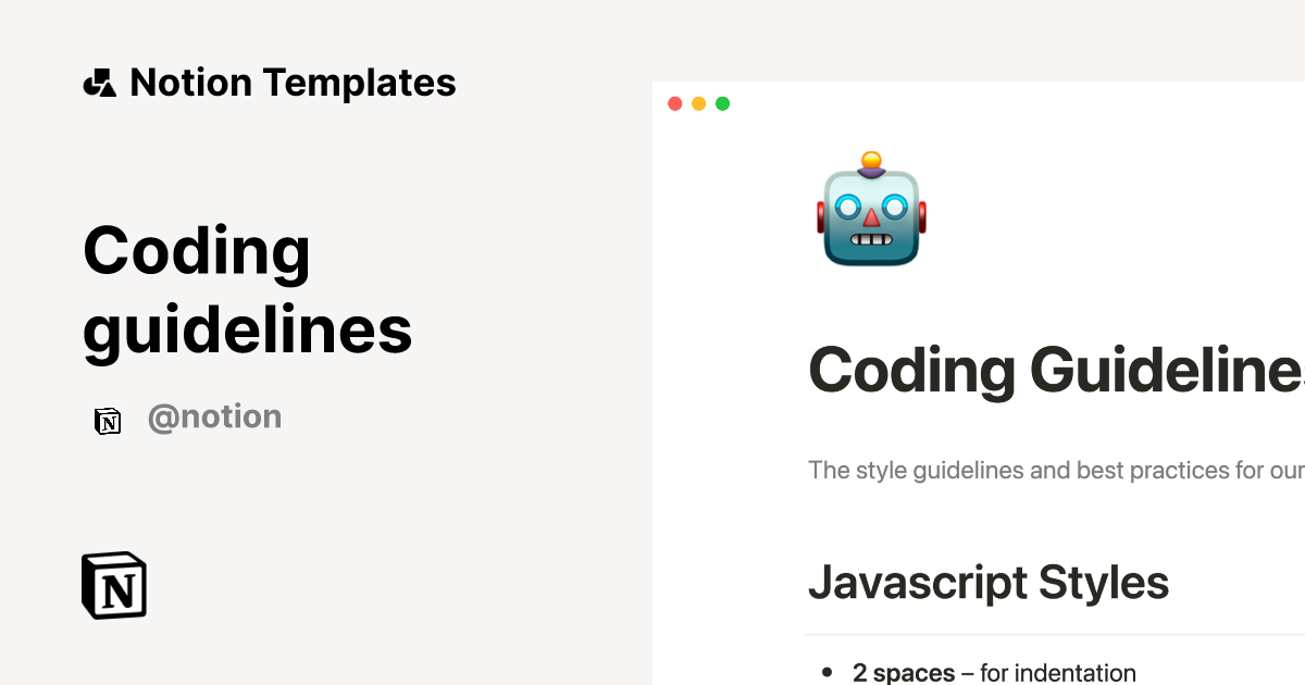 Coding Guidelines Template By Notion Notion Marketplace