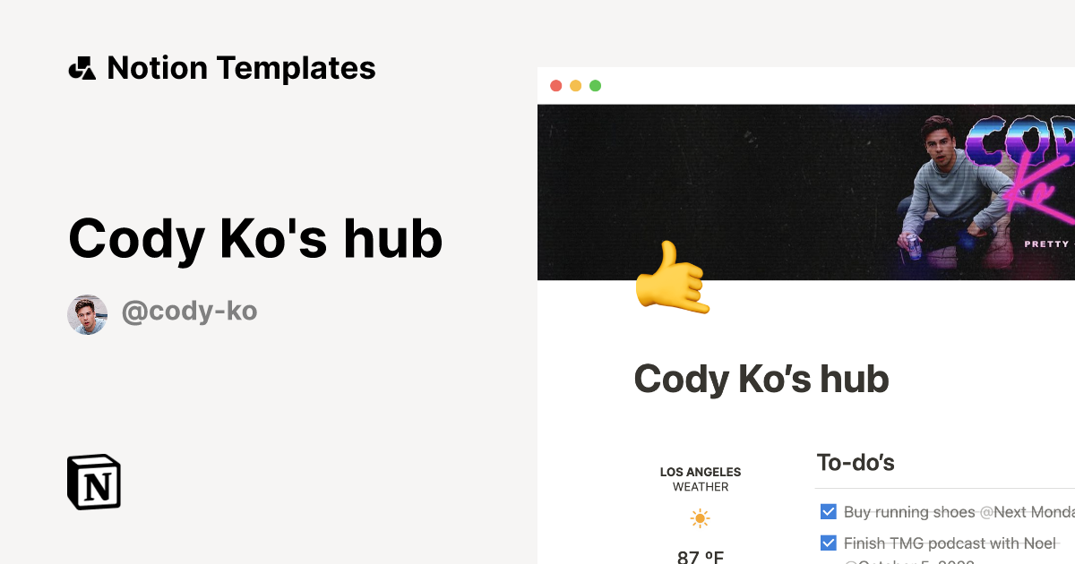 Cody Ko's hub Template | Notion Marketplace