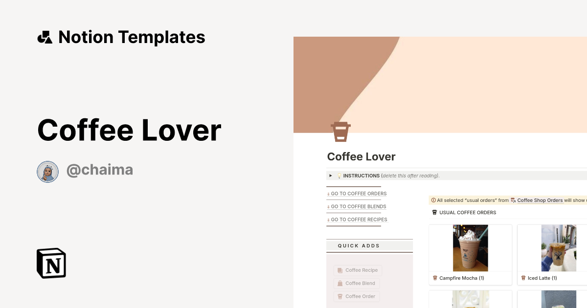 Coffee Lover Template by Chaima Create | Notion Marketplace