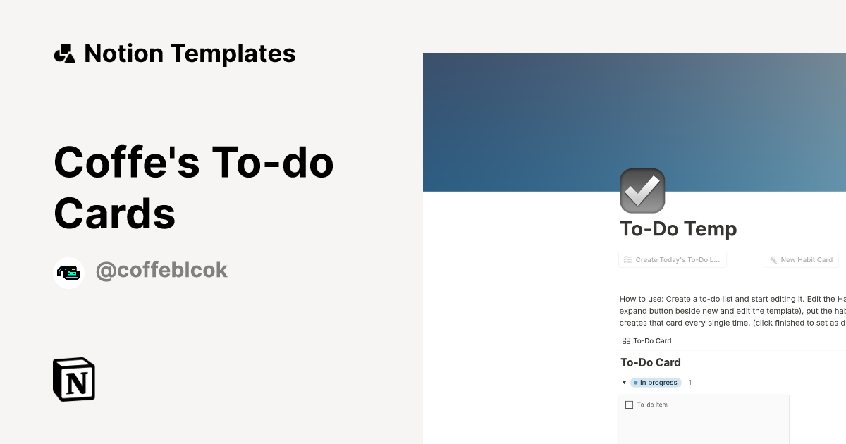 Coffe's To-do Cards Template | Notion Marketplace