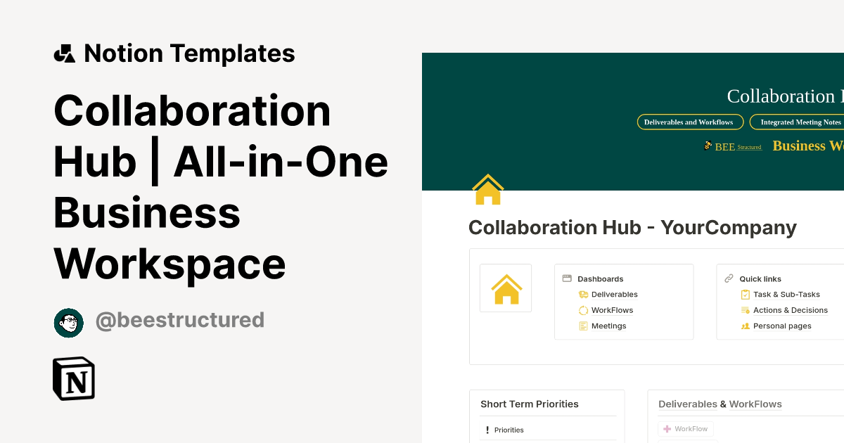 Collaboration Hub | All-in-One Business Workspace Template | Notion ...