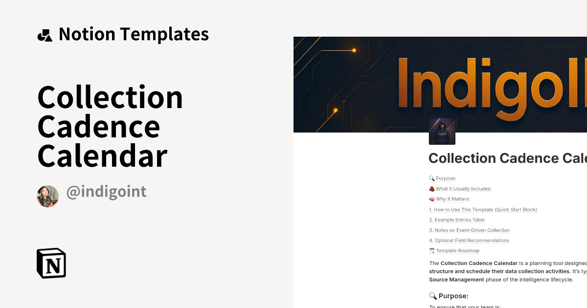 Collection Cadence Calendar Template | Notion Marketplace