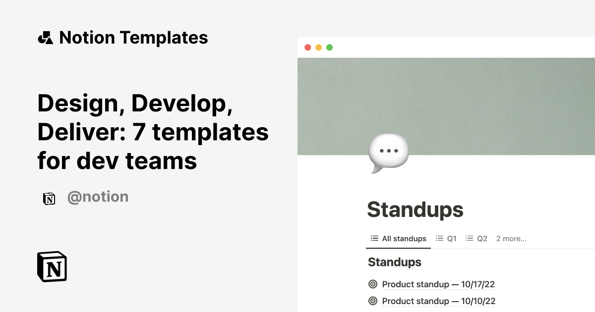 Design, Develop, Deliver: 7 templates for dev teams | Notion Template ...