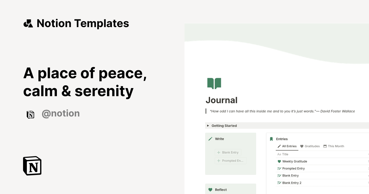A place of peace, calm & serenity | Notion Template Marketplace