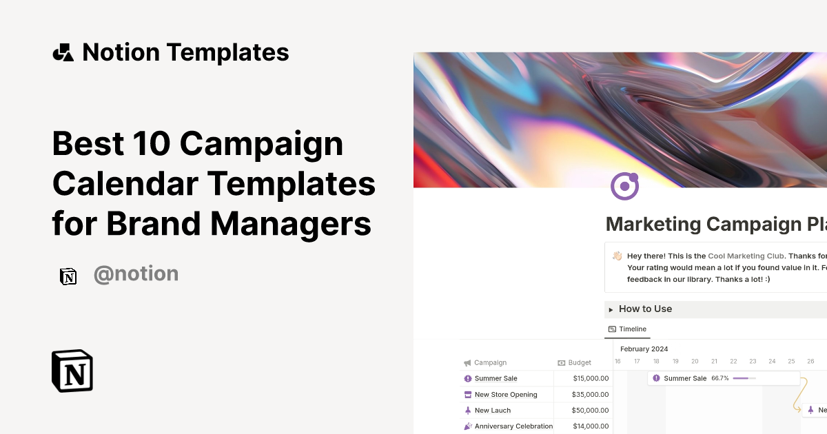 Best 10 Campaign Calendar Templates for Brand Managers | Notion ...