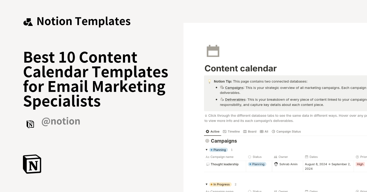 Best 10 Content Calendar Templates for Email Marketing Specialists ...